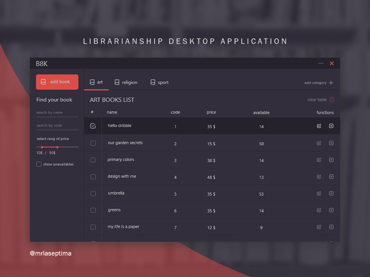 librarianship desktop application ui by Amin Moslemi on Dribbble