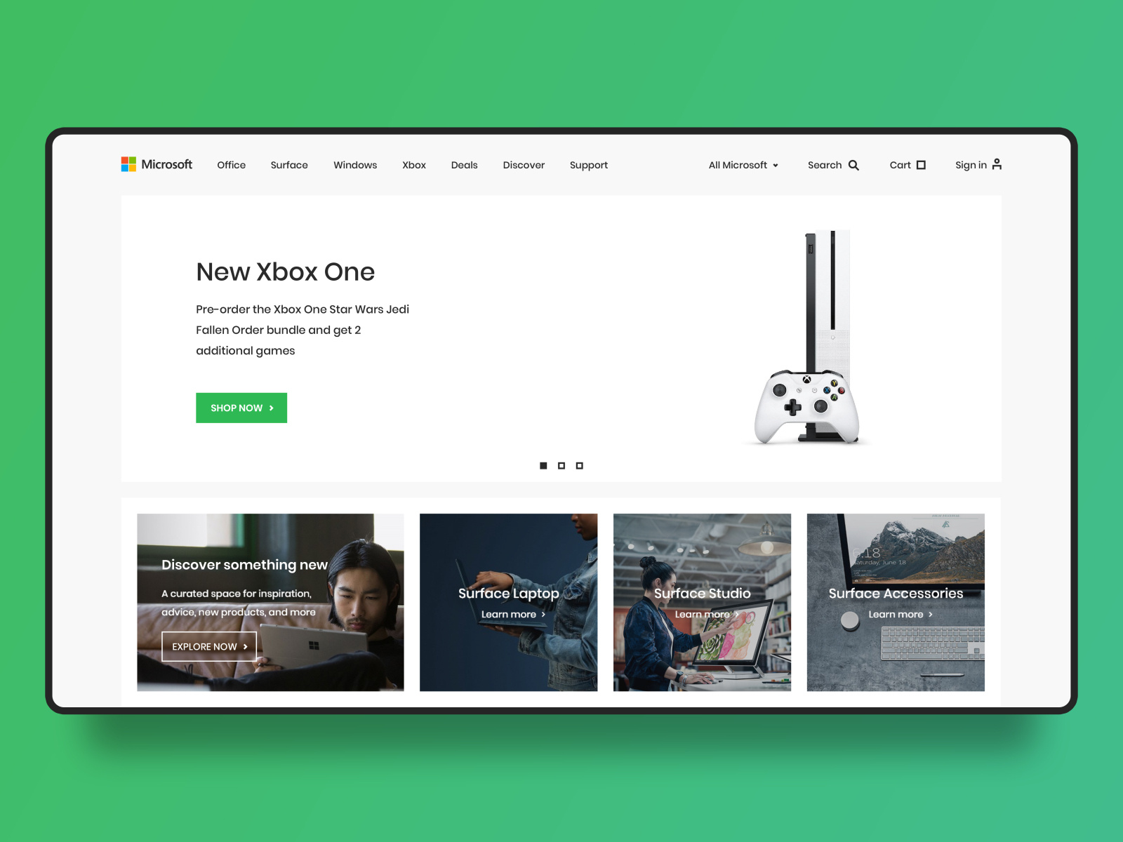 Microsoft landing page by GalaxyLab on Dribbble