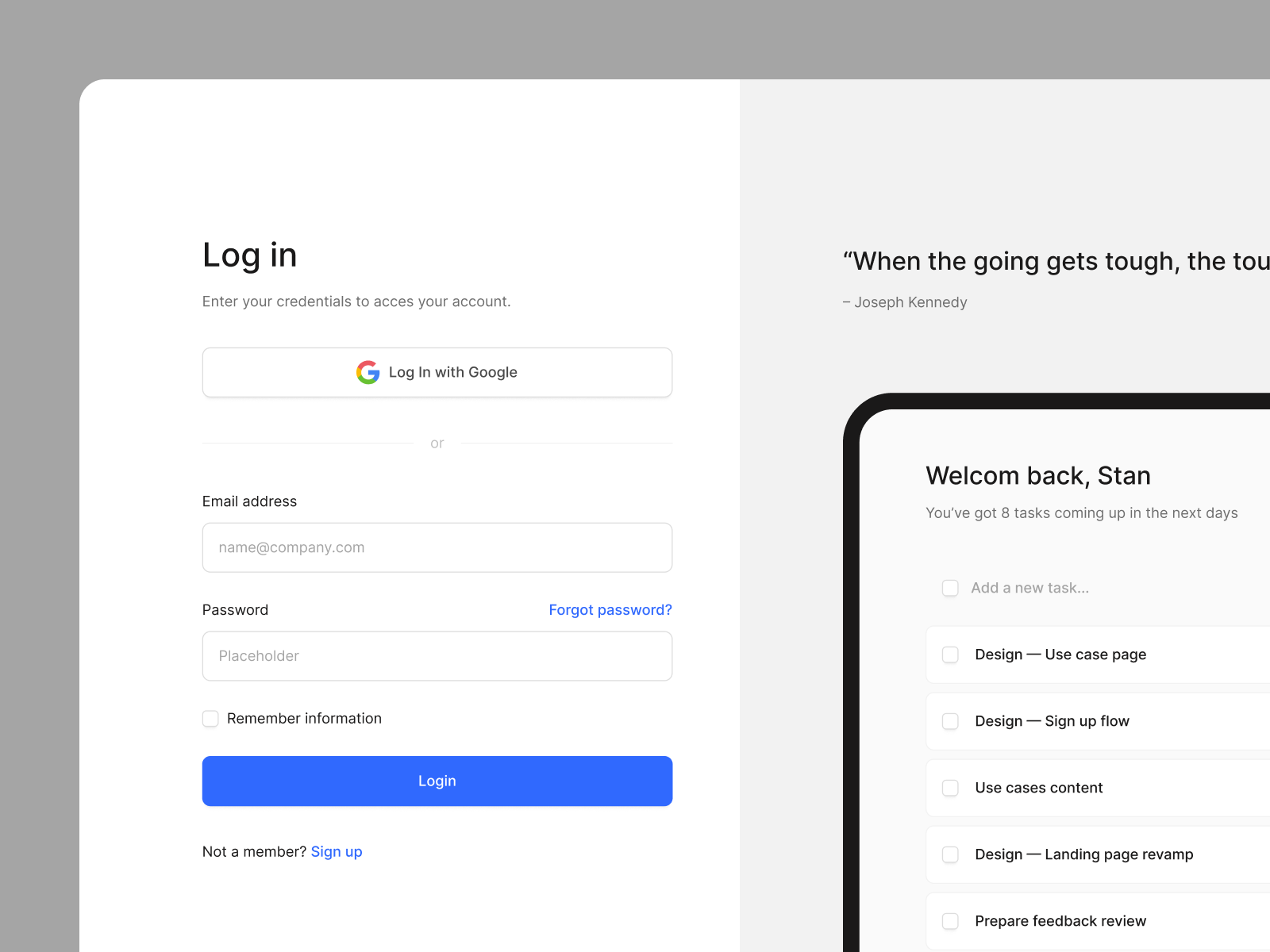 Saas Log in page by Yoan Almeida on Dribbble