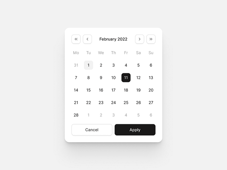 Disy — Date Picker component by Yoan Almeida on Dribbble