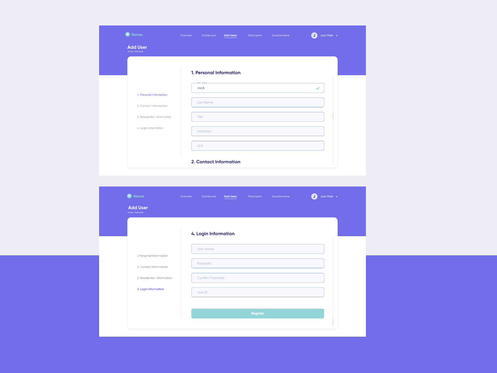 Register Form- Admin Portal by Harshani Gajanayake on Dribbble