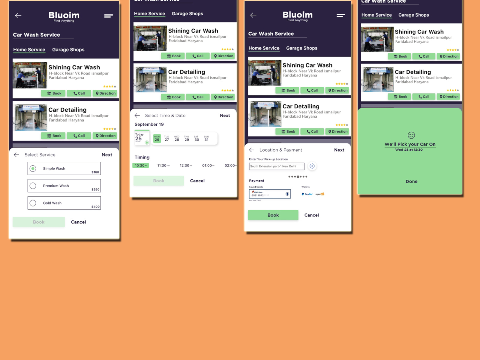 Booking car service UI by Himanshu Singh on Dribbble