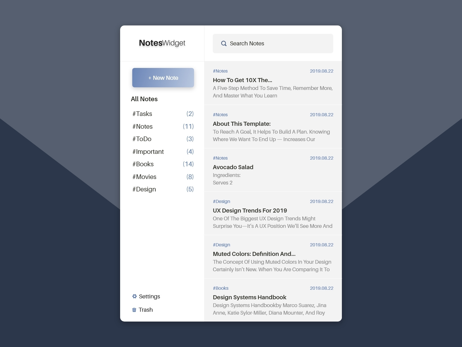 Notes Widget by Vytautas Uldukis on Dribbble