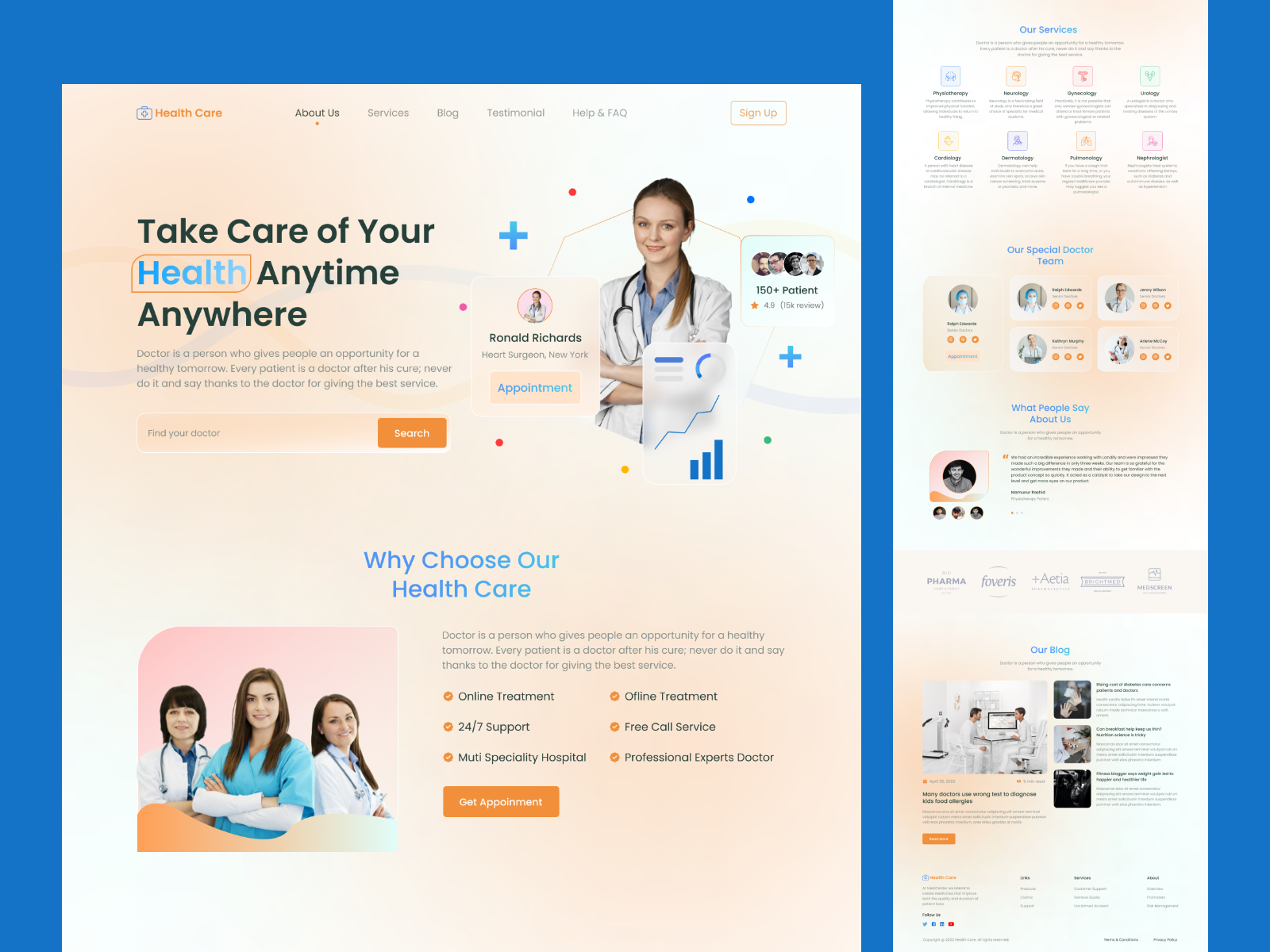 Health Care Website Design by Mamunur Rashid on Dribbble