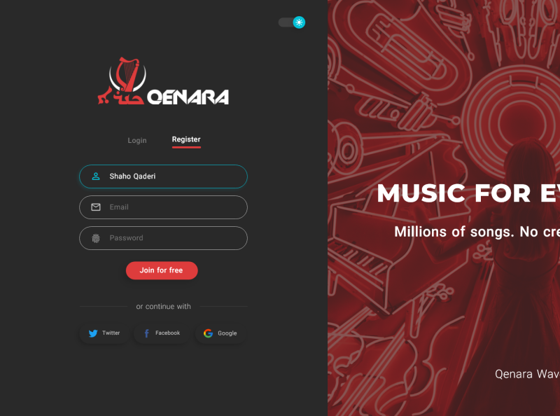 Music Website | Register Form by Shaho Qaderi on Dribbble
