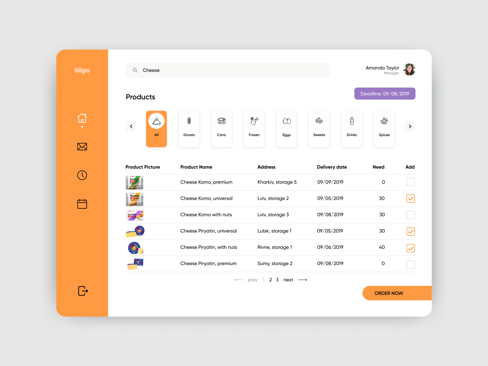 Platform for ordering products by Tanya Oberyshyn on Dribbble