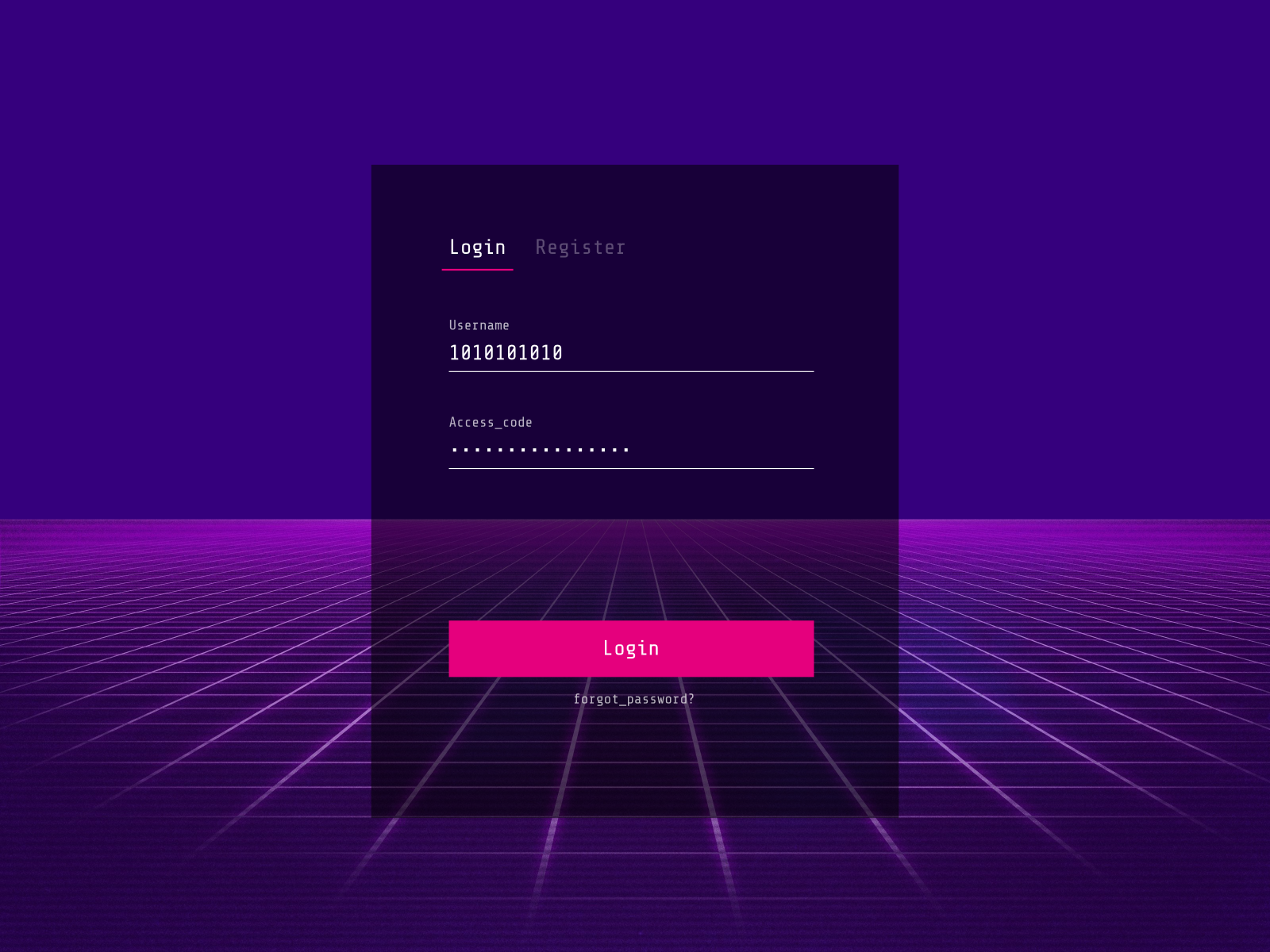 Login screen in synthwave style by Sleet Serein on Dribbble