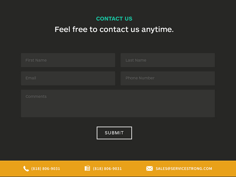 Contact section by Allison Cassels on Dribbble