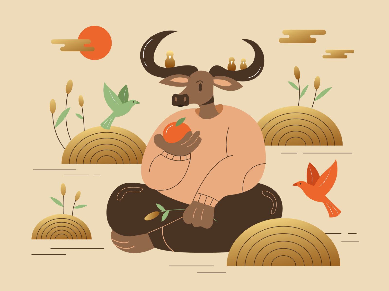 2021 CNY illustration - Ox Character by minghan on Dribbble