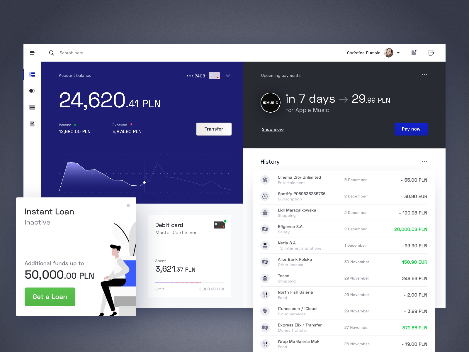 Digital Banking Platform - Dashboard by Przemyslaw Szulim for Artegence ...