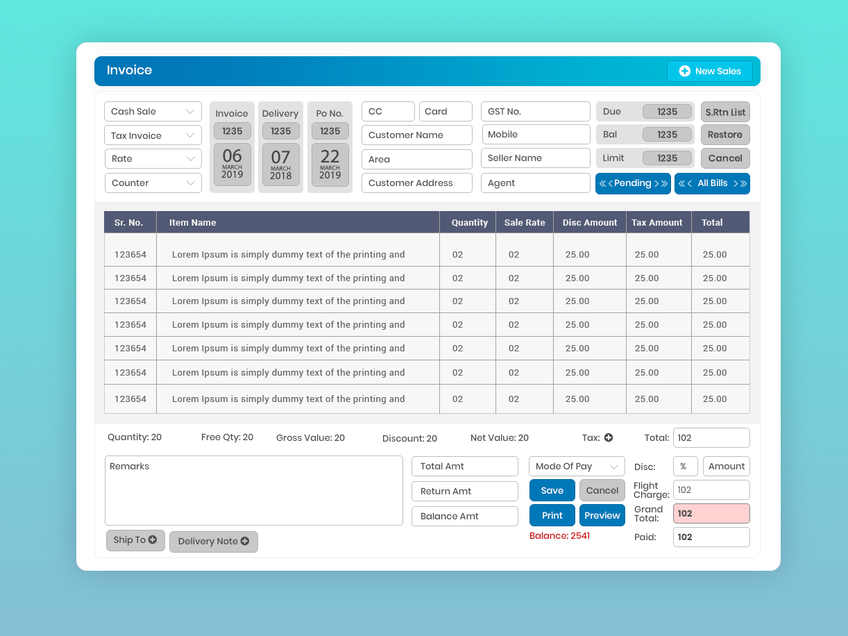 Billing Softwatre UI/UV by sahajesh kp on Dribbble