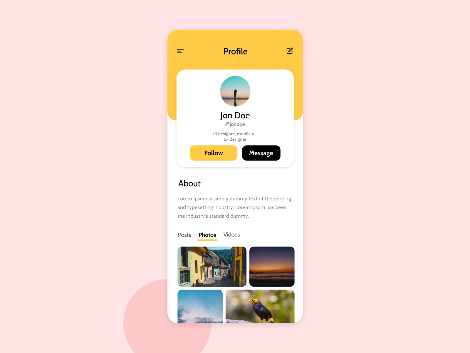Social Media - Profile page Ui by vivek singh on Dribbble