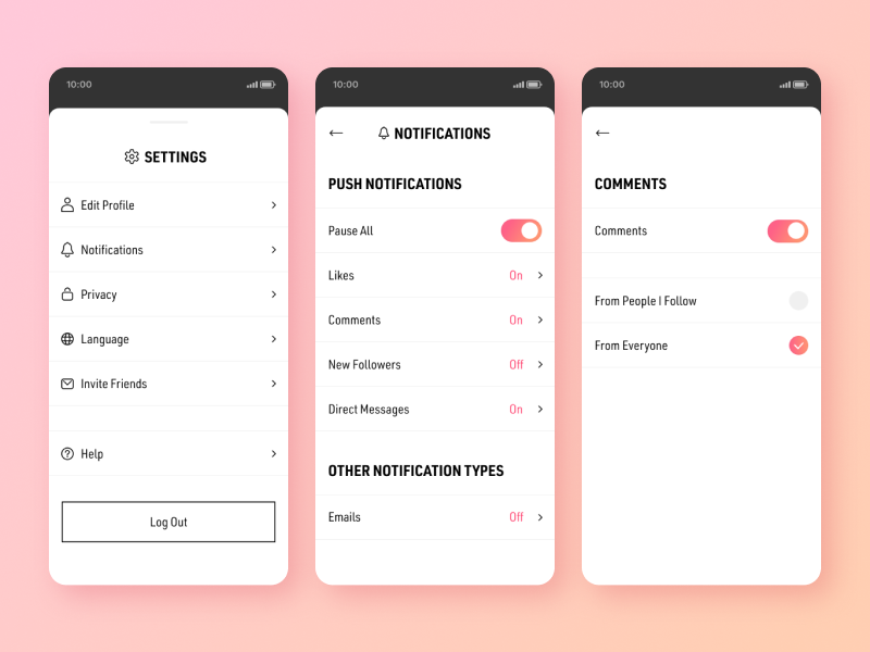 Settings - Daily UI #007 by Yuko Abe on Dribbble