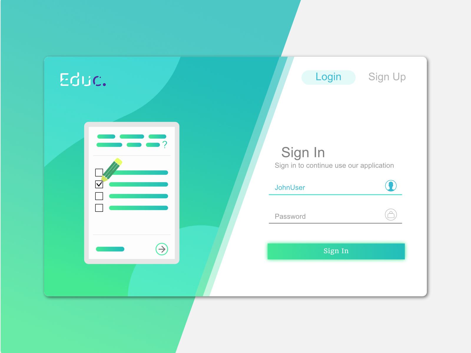 Educ Sign In Page by Denis Ostrovsky on Dribbble