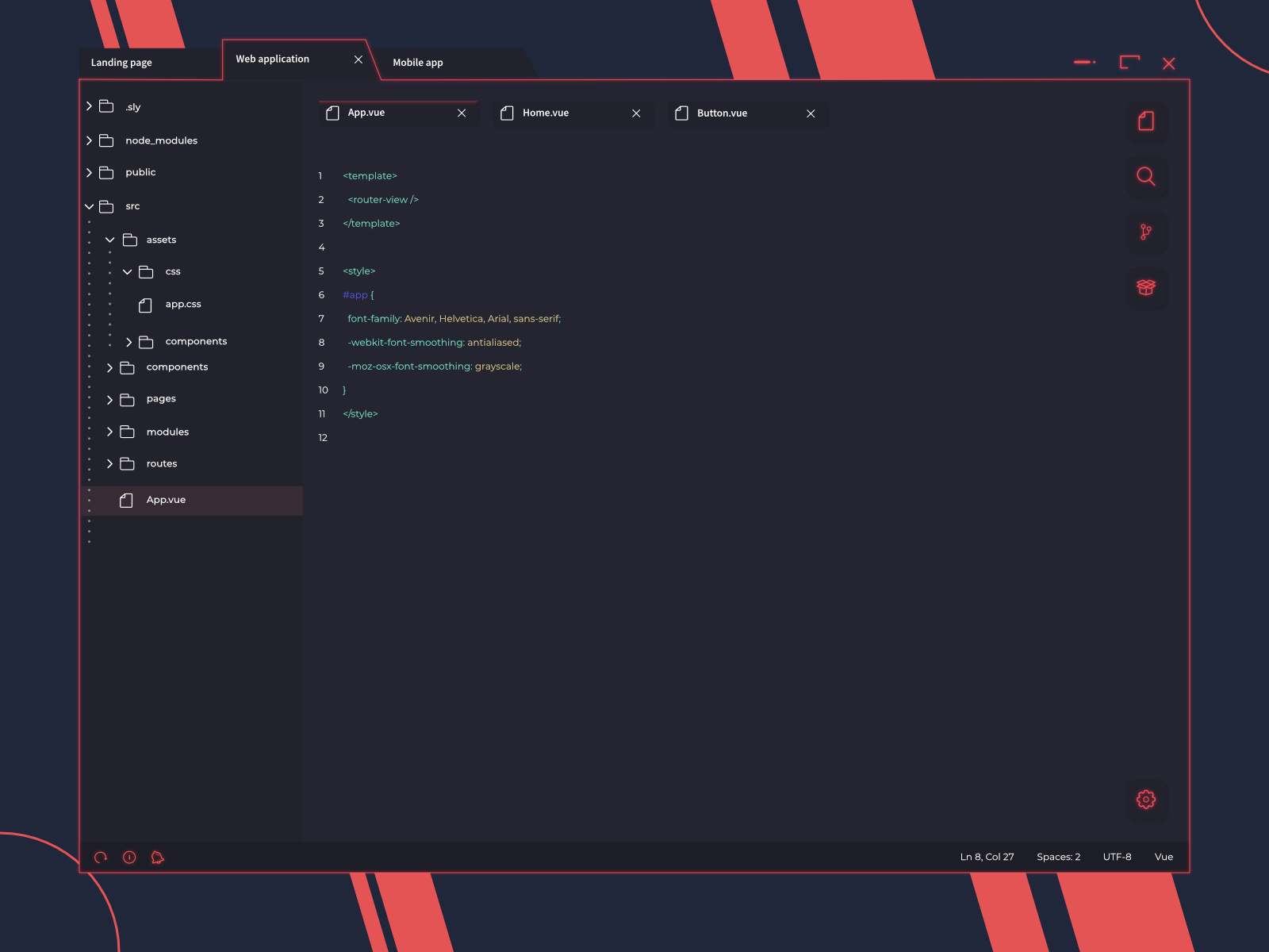 Slycode - code editor by Denis Ostrovsky on Dribbble