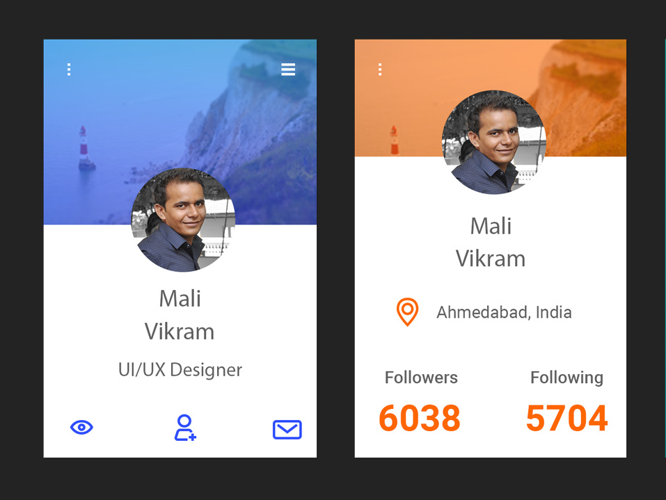 Profile Screen by Vikram Mali on Dribbble