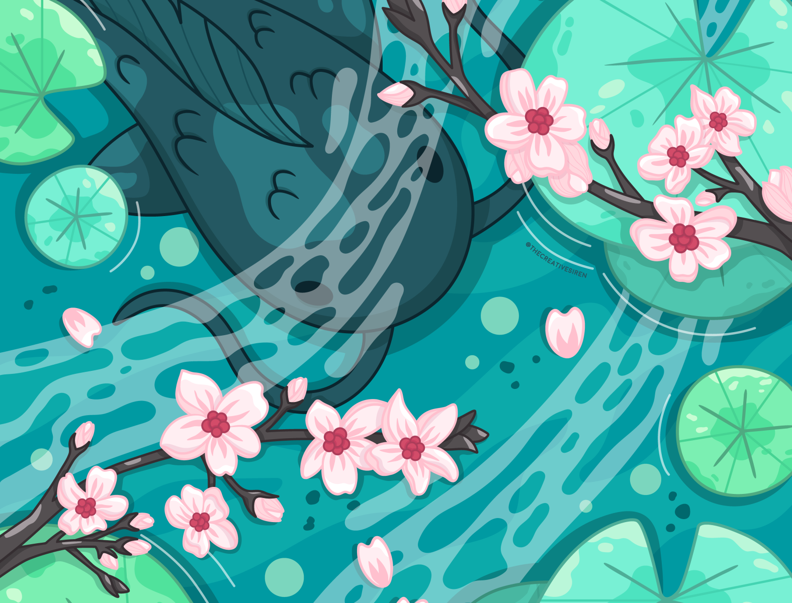 Sakura Pond by Celia Sanders on Dribbble