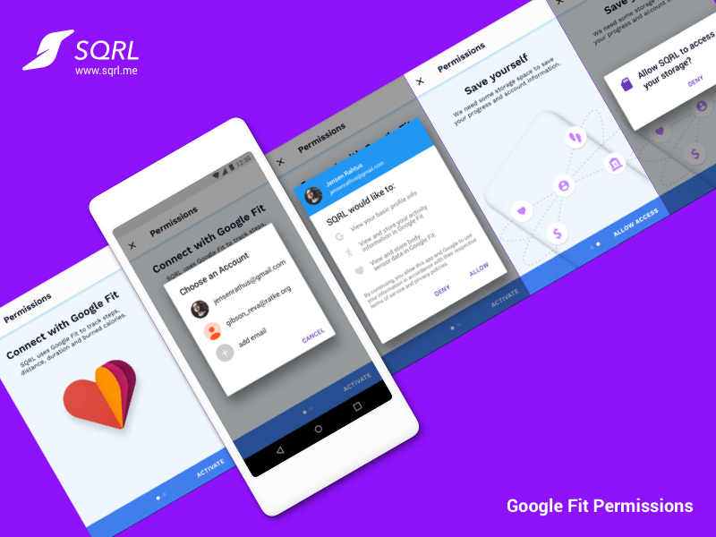 SQRL Google Fit Permissions Flow by Om Suthar on Dribbble