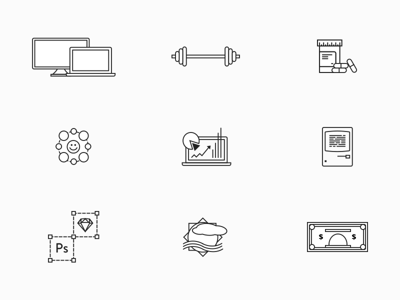 Random icons by Josh Whitehead on Dribbble