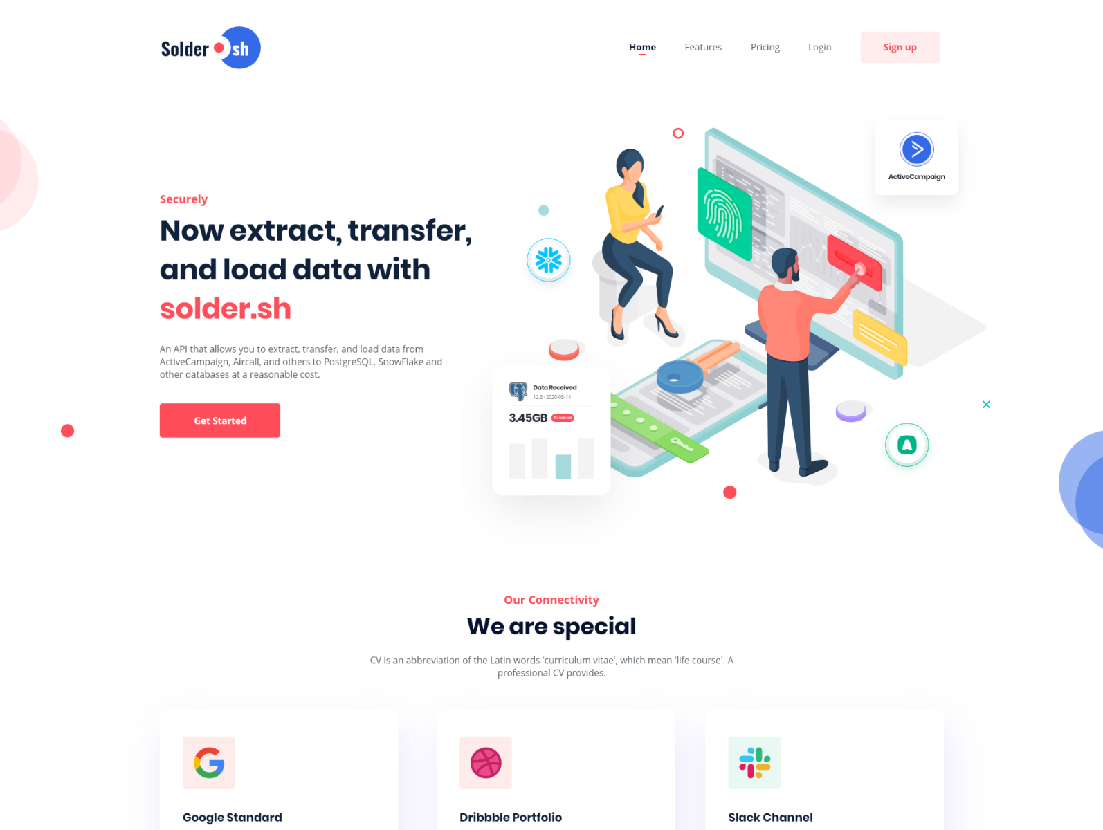 Data Transfer API - Landing Page by Shuvo Cold on Dribbble