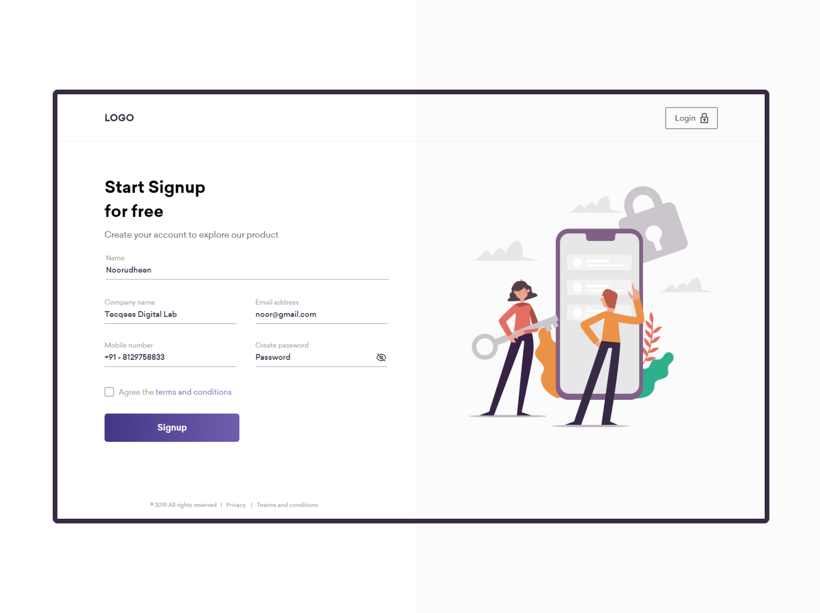 Website - Signup/ Registration page by noorudheen on Dribbble