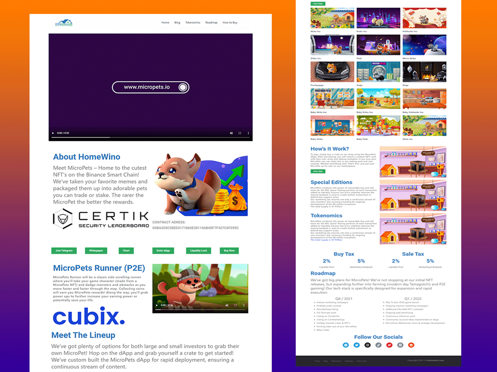 NFT Micro Pets - Wordpress Website Design by Mainul Islam on Dribbble
