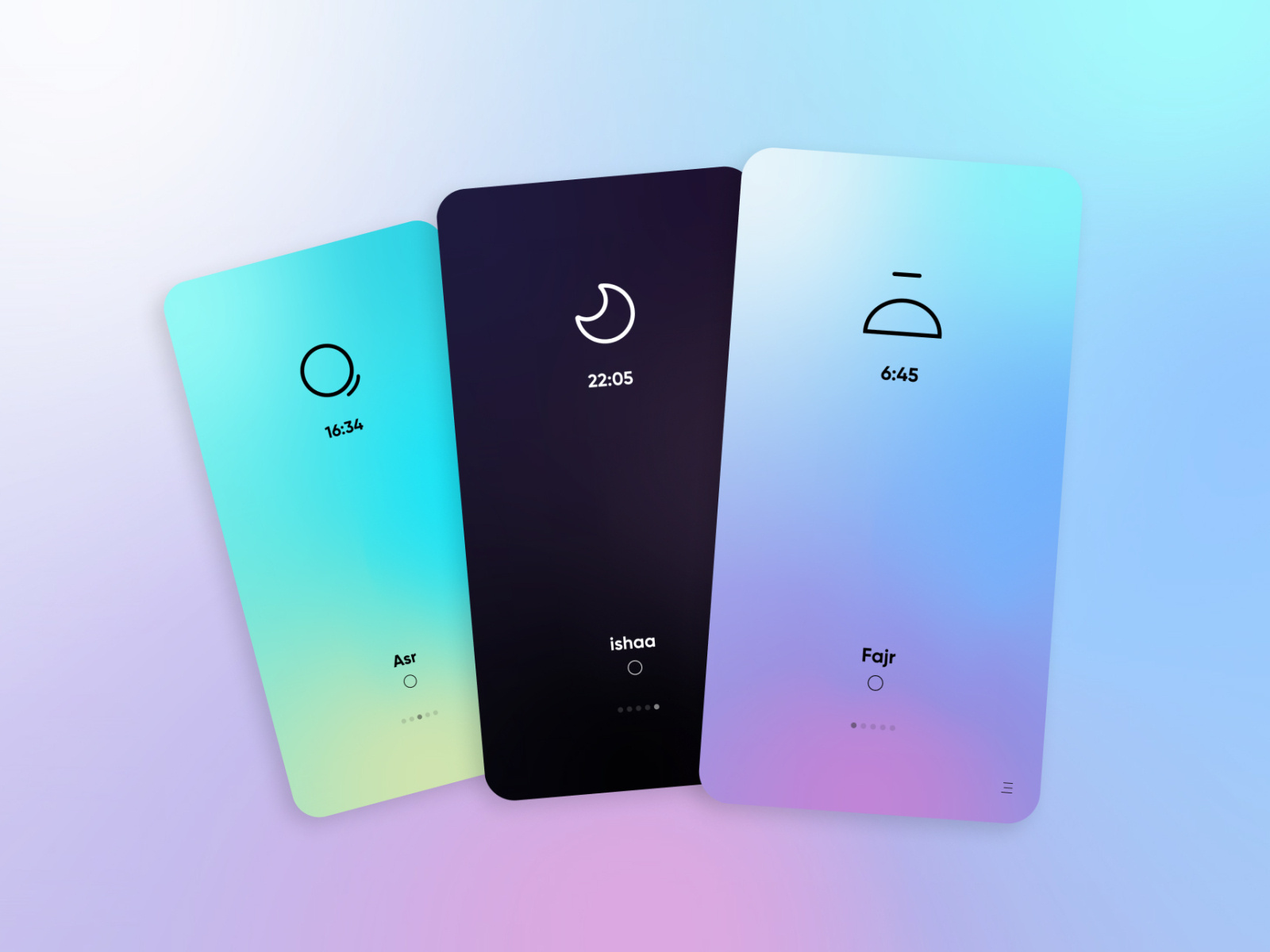 Minimalistic islamic prayer times app by Elv Rab on Dribbble