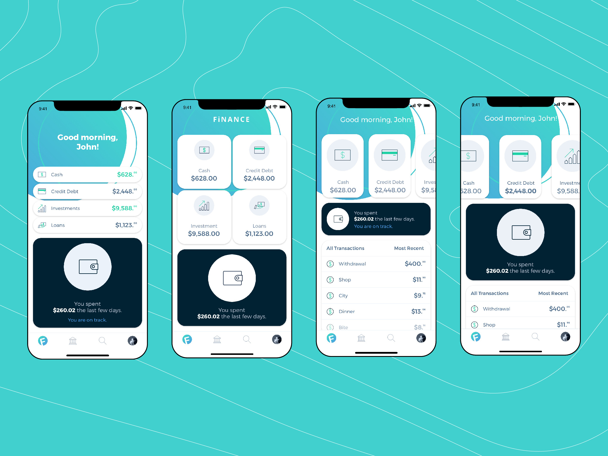Home Screens for Finance App by Aurora Phan on Dribbble