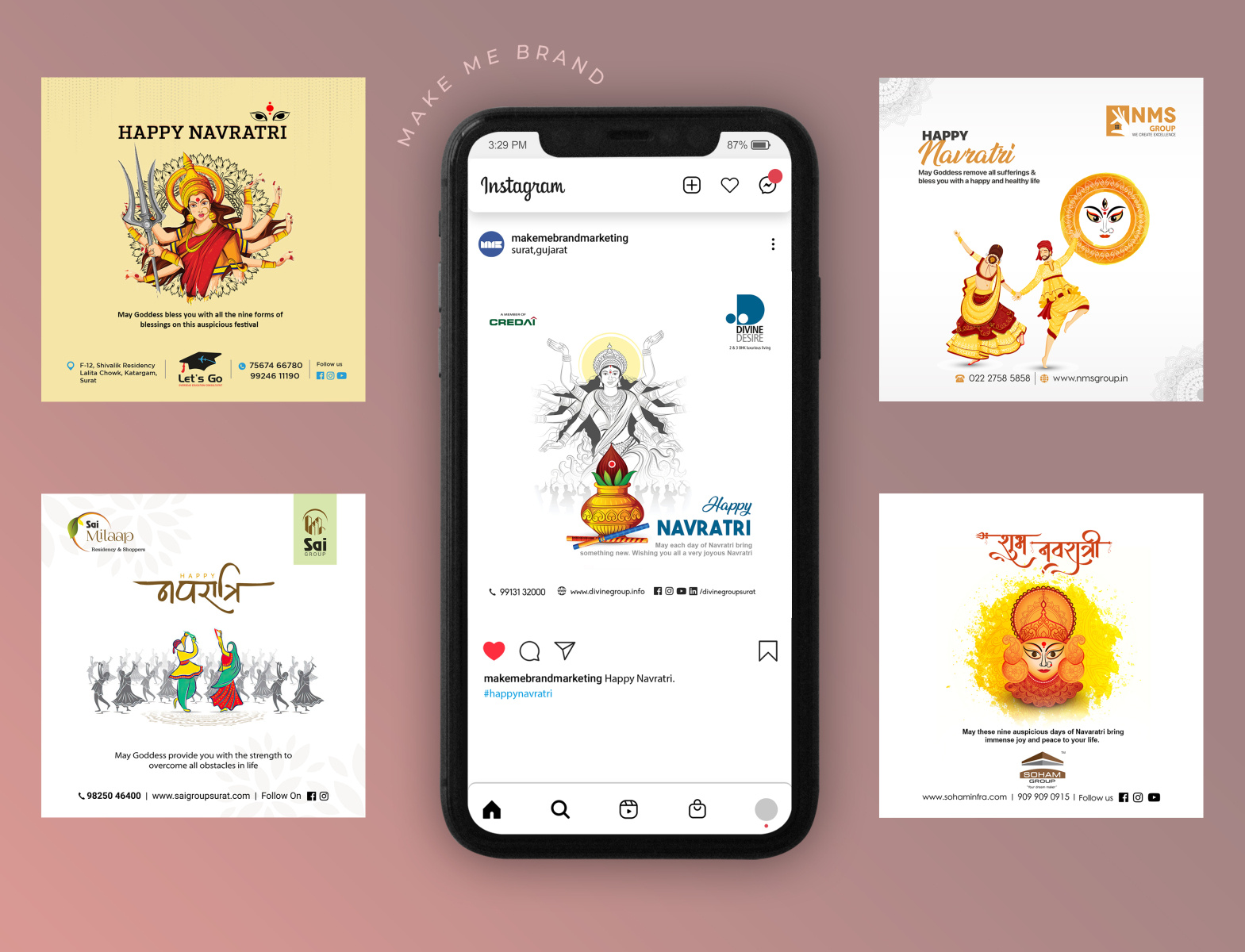 Happy Navratri Social Media Posts Design by Make Me Brand on Dribbble