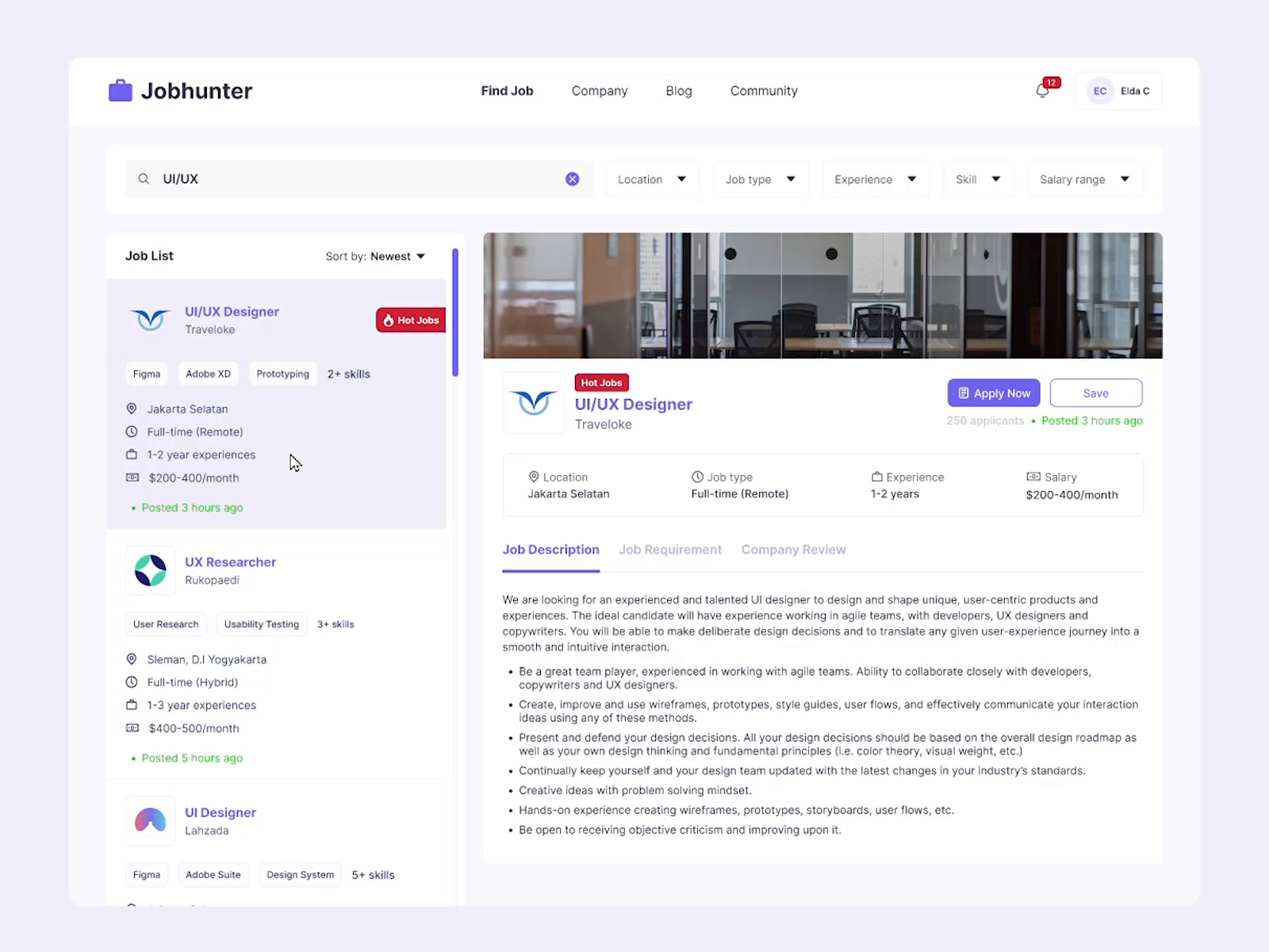 Jobhunter - Job Finder Platform by Elda Chandra for Visual Kreasi on ...