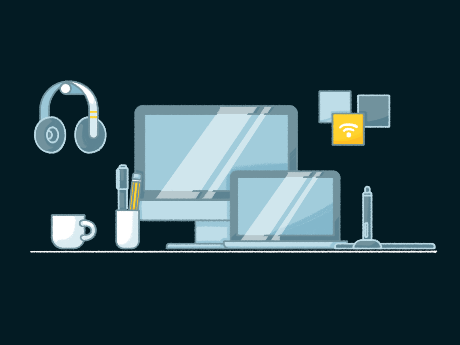 Home office by Huī Lín on Dribbble