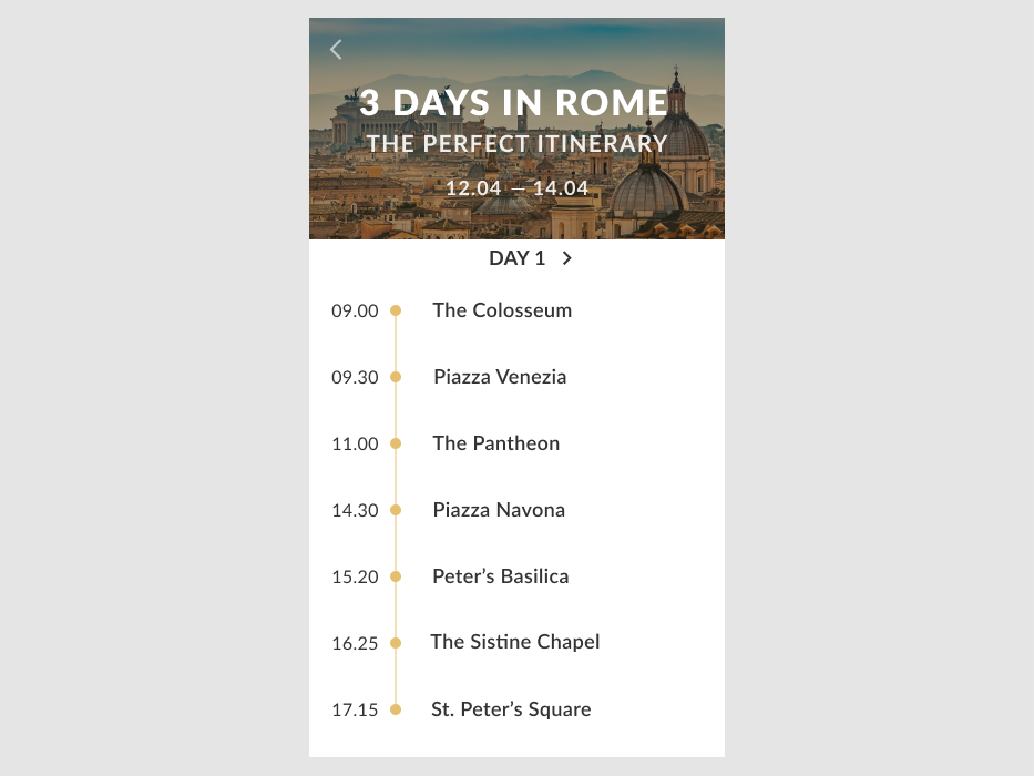 Daily UI #079 Itinerary by Yuliia K on Dribbble