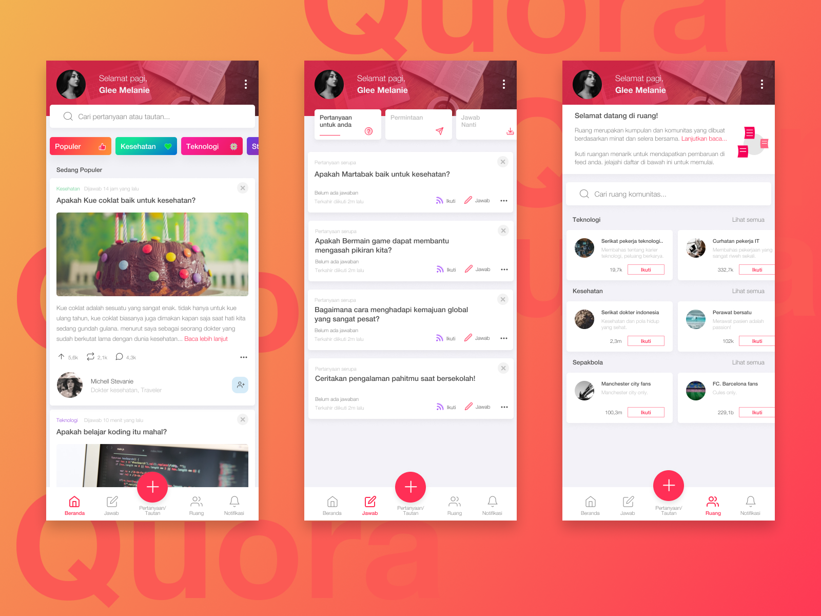 Quora Apps by Galih Husein on Dribbble