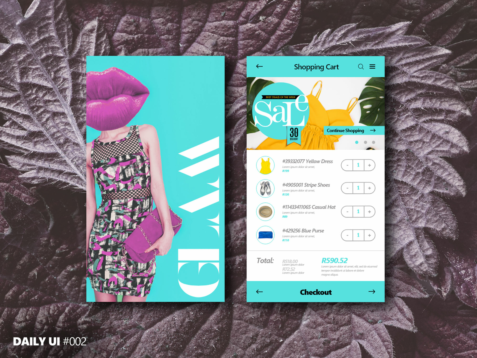 Daily UI #002 (Page 1) Checkout by Ewan Manefeldt on Dribbble