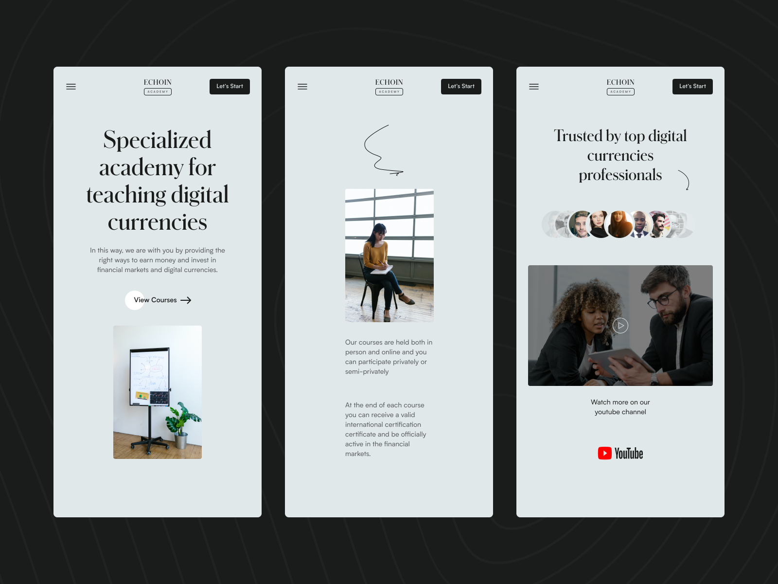 Echoin Academy Mobile Responsive version by Ryan Saedi for Echo on Dribbble