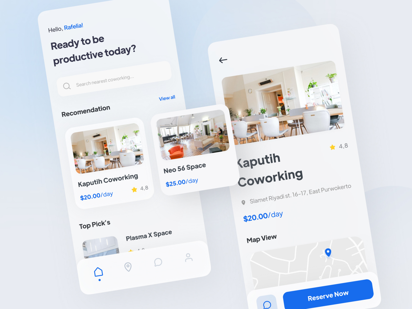 Co-Working Place Finder App by Farrel Putra for Pixelz on Dribbble