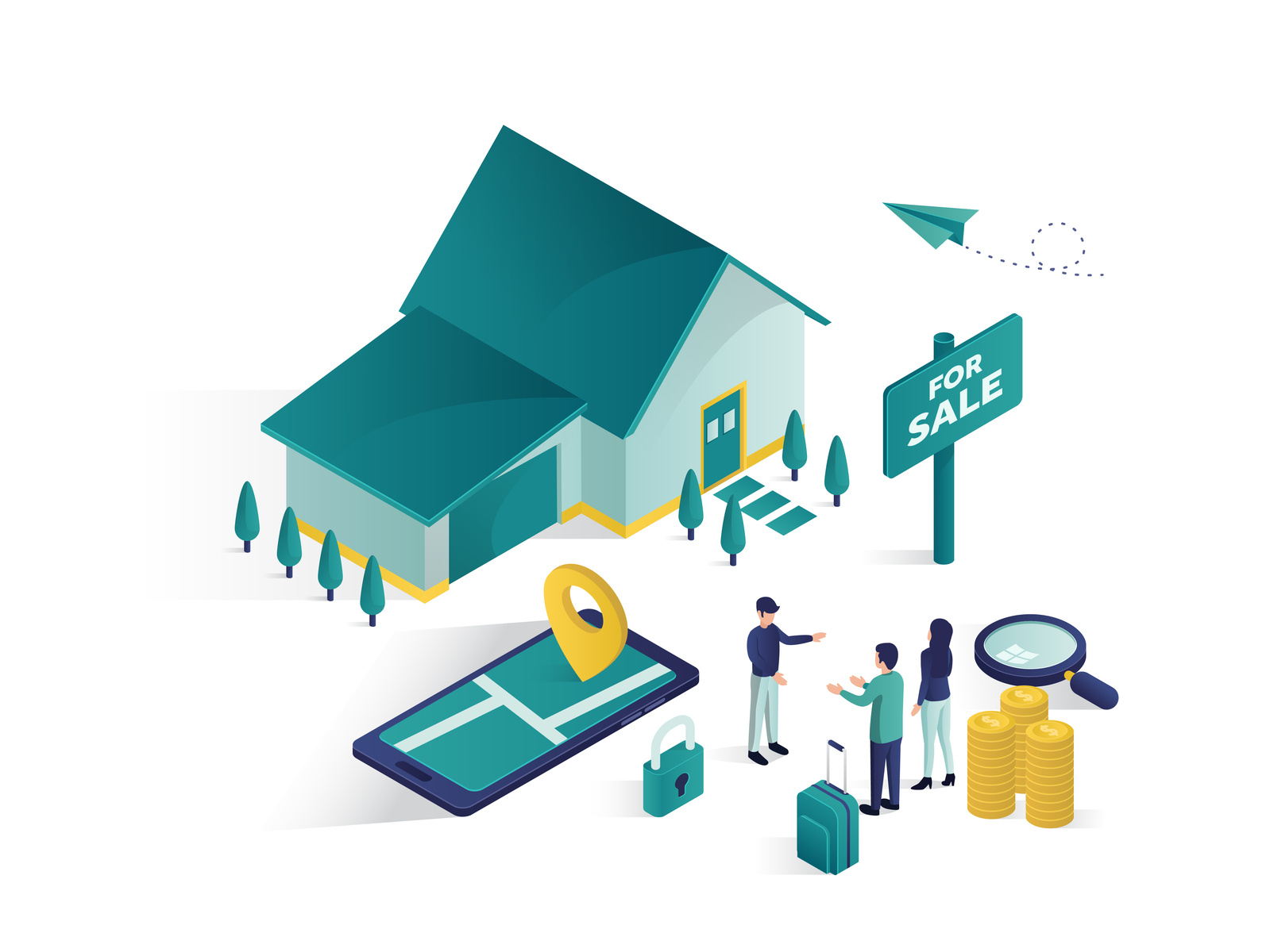 Real Estate Isometric Illustration by Rizal on Dribbble