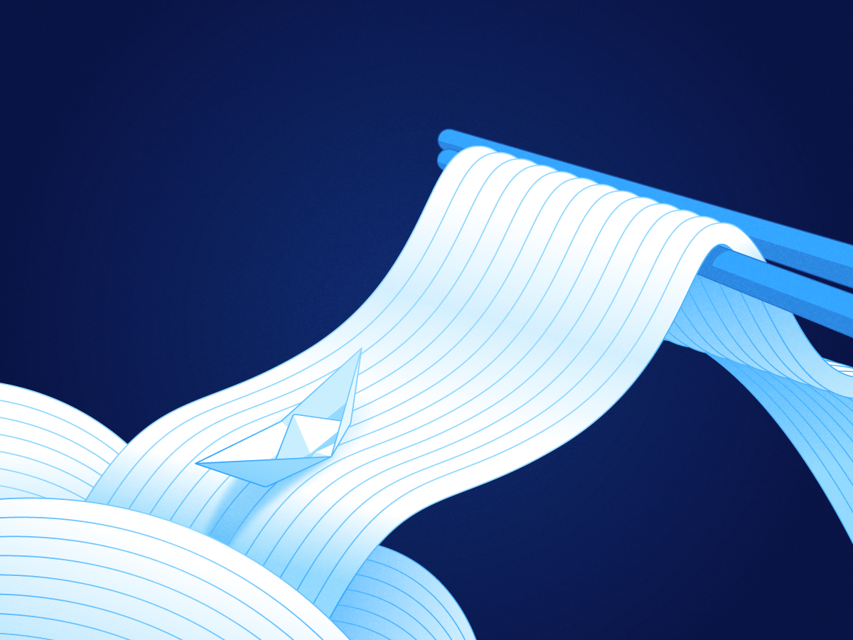 Gently Down the Noodly Stream by Charlie Chao on Dribbble