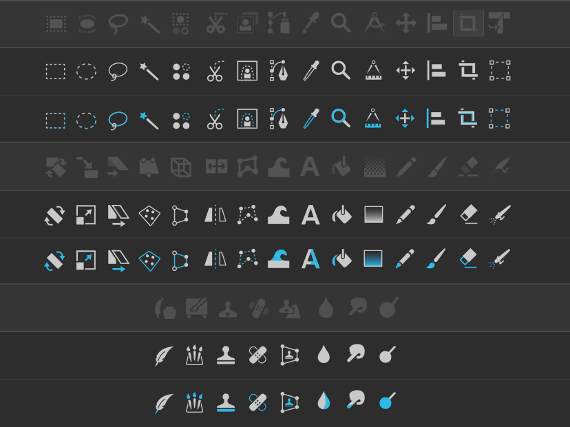 Redesigning GIMP's toolbar icons: A GUI study by Raul Vazz on Dribbble