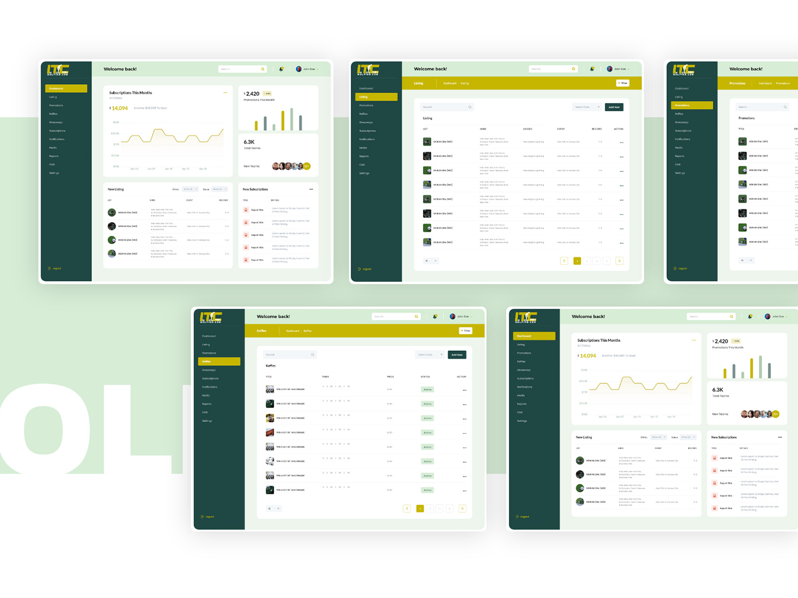 Golf dashboard UI Design by Usama Shahzad on Dribbble