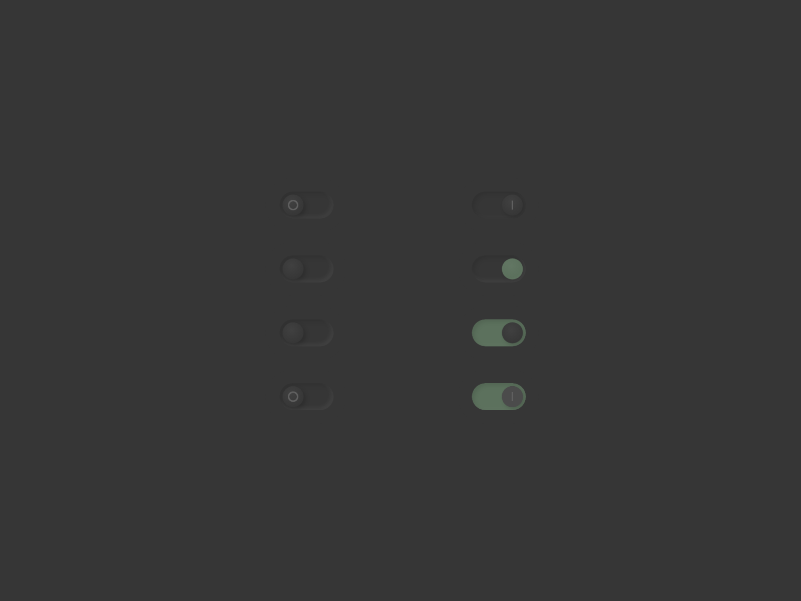 Neuomorphic toggle switches dark mode by Joost van Sandick on Dribbble