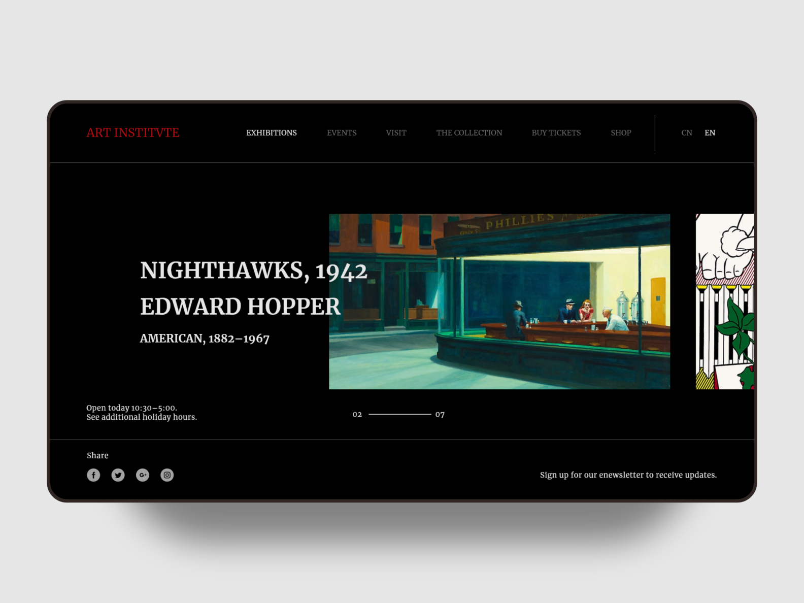 art exhibitions web UI by goby on Dribbble