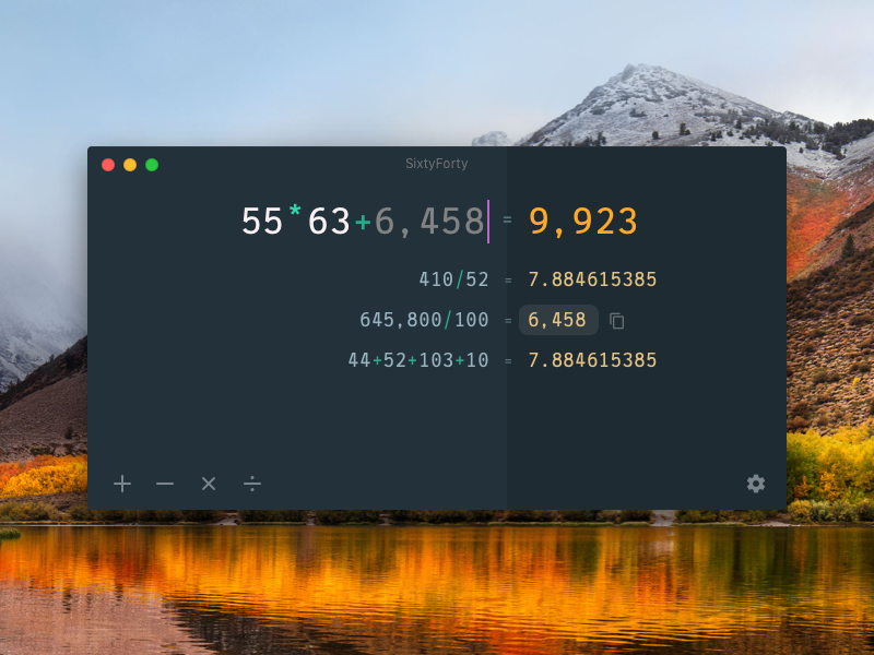 A Numi-inspired MacOS calculator by Sam Stephenson on Dribbble