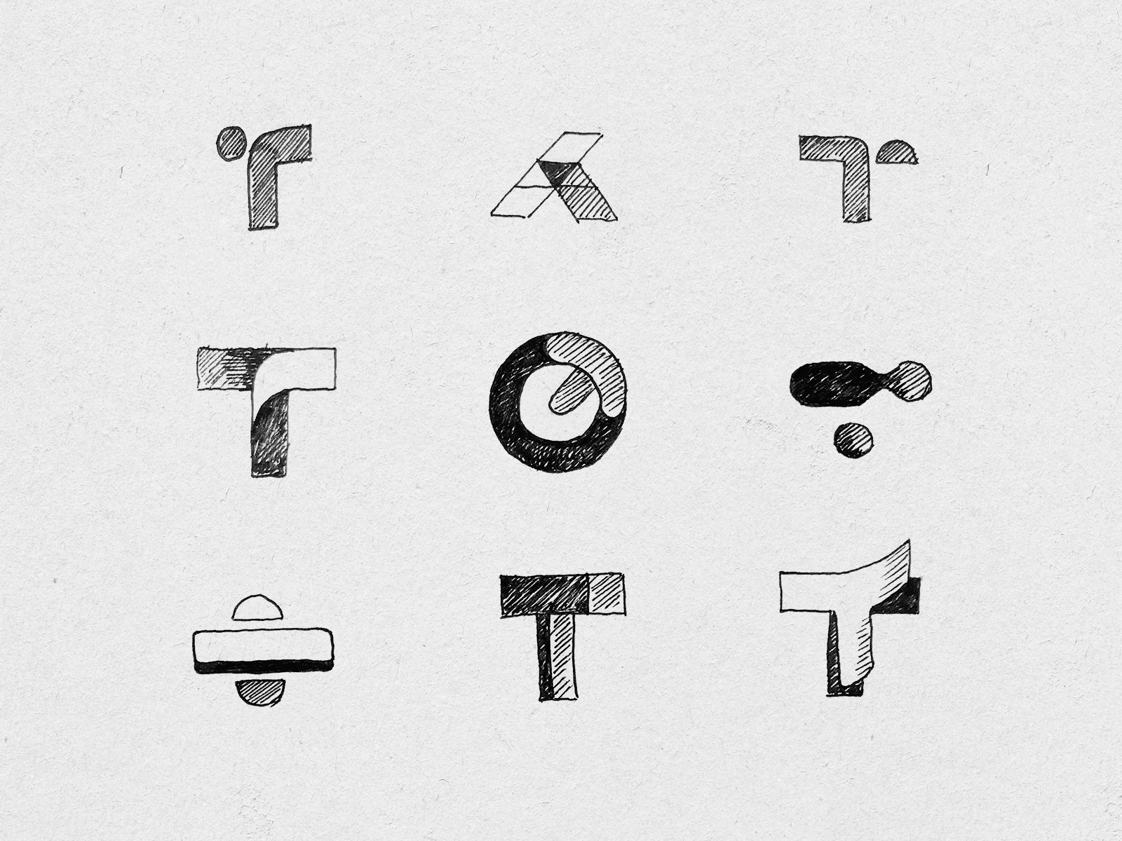T logomark sketches by Peak Studio on Dribbble