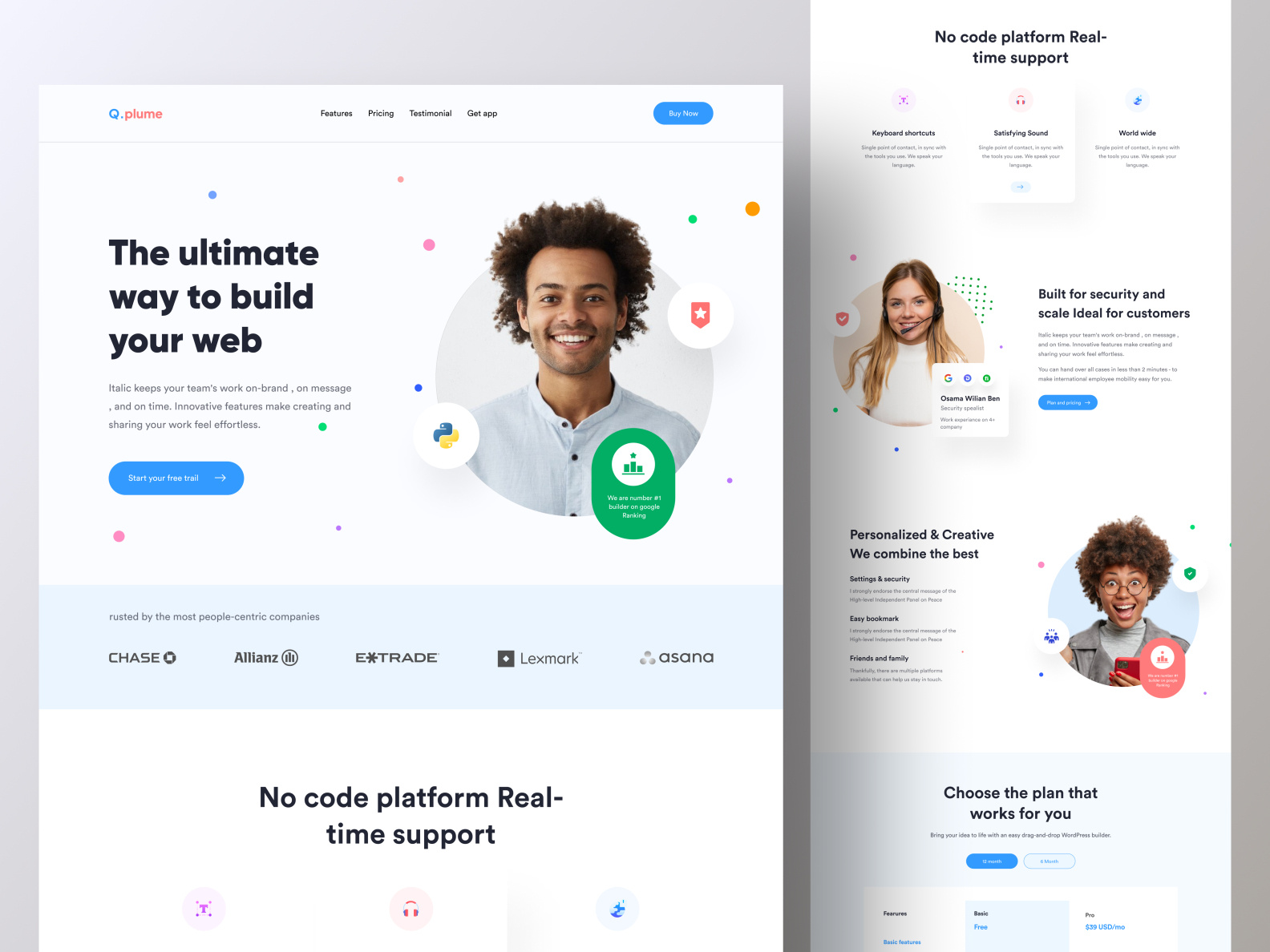 Qplume - Web Builder Landing Page by Omar Faruk on Dribbble