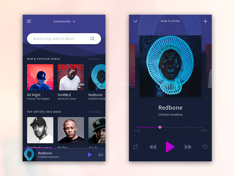 Dark UI Music Player by Deepak Yadav on Dribbble
