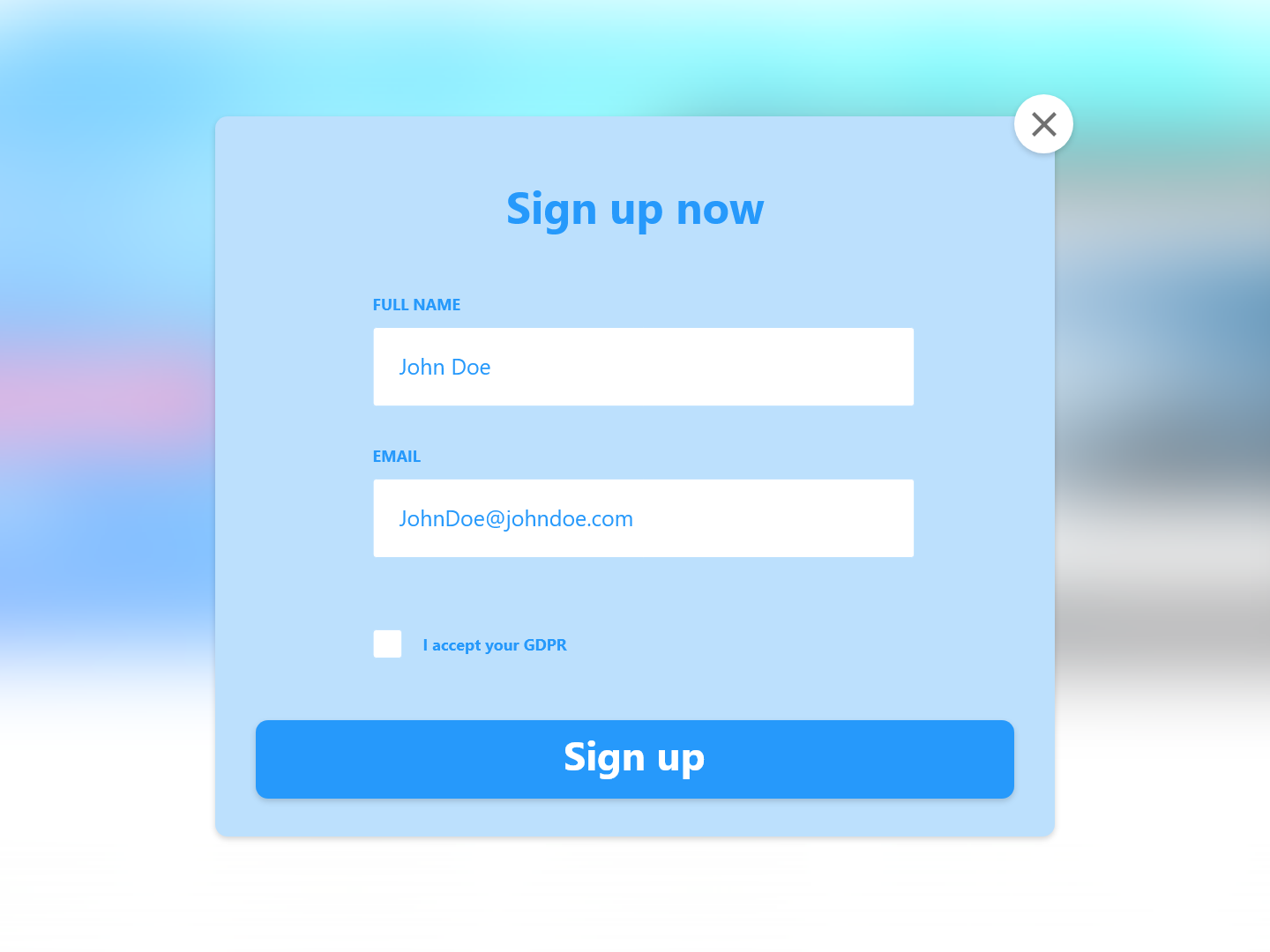 DailyUi #1 - Sign up modal by Kristoffer K on Dribbble