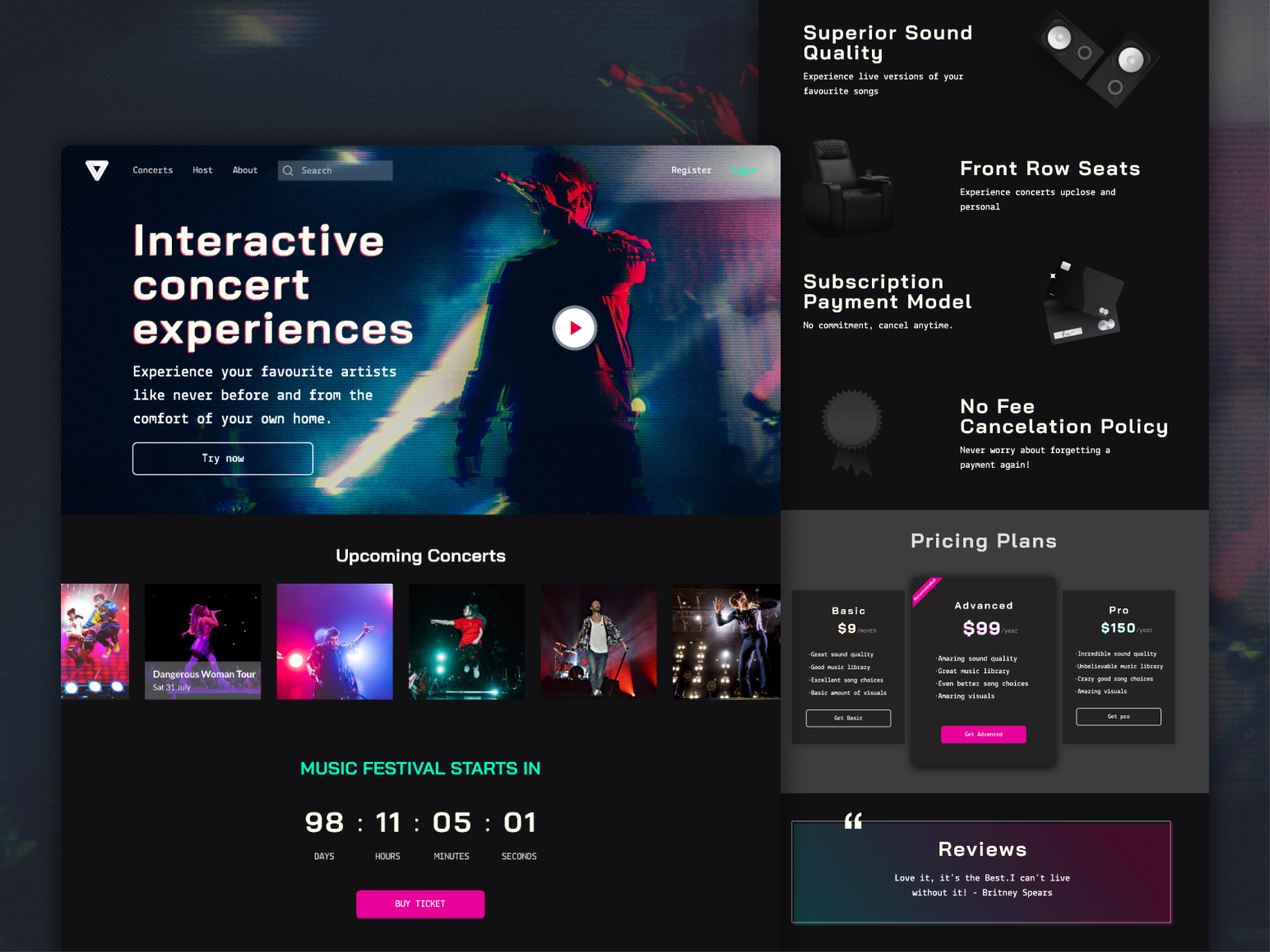 Interactive Concert Experience Website by Naila Ali on Dribbble
