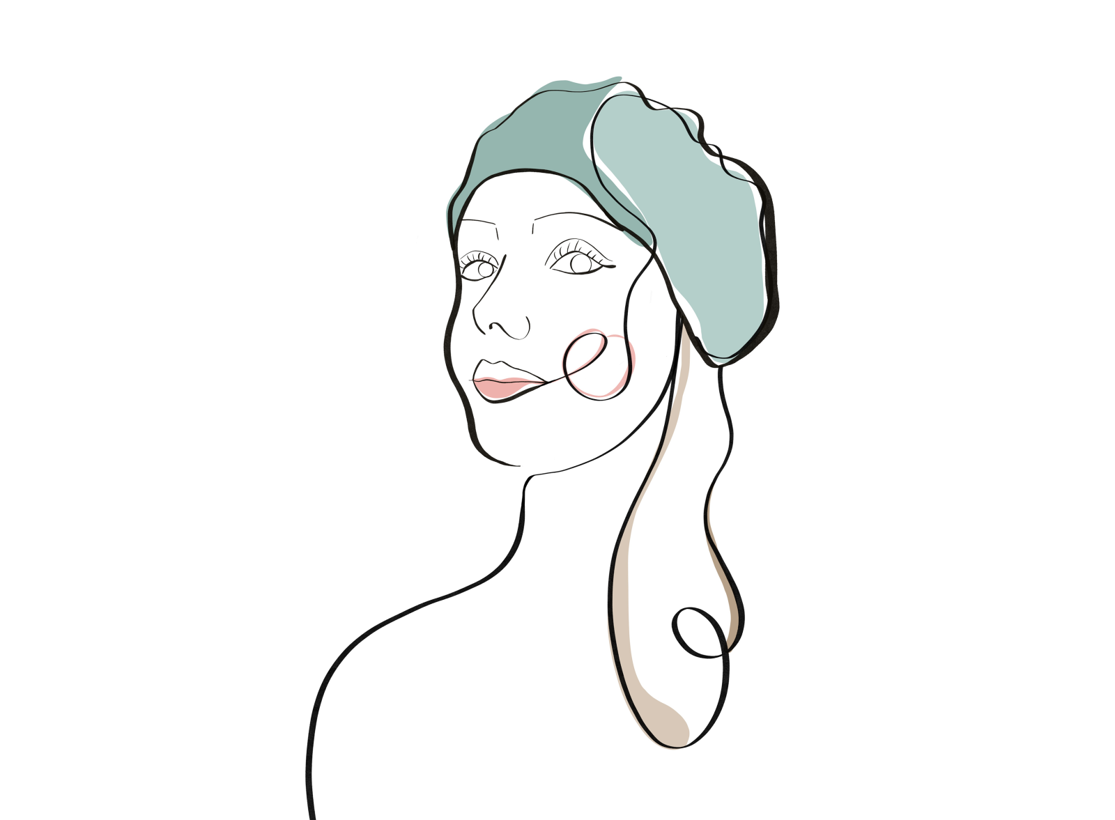 Single line drawing self-portrait by Nimet Uzunsoy Kurt on Dribbble