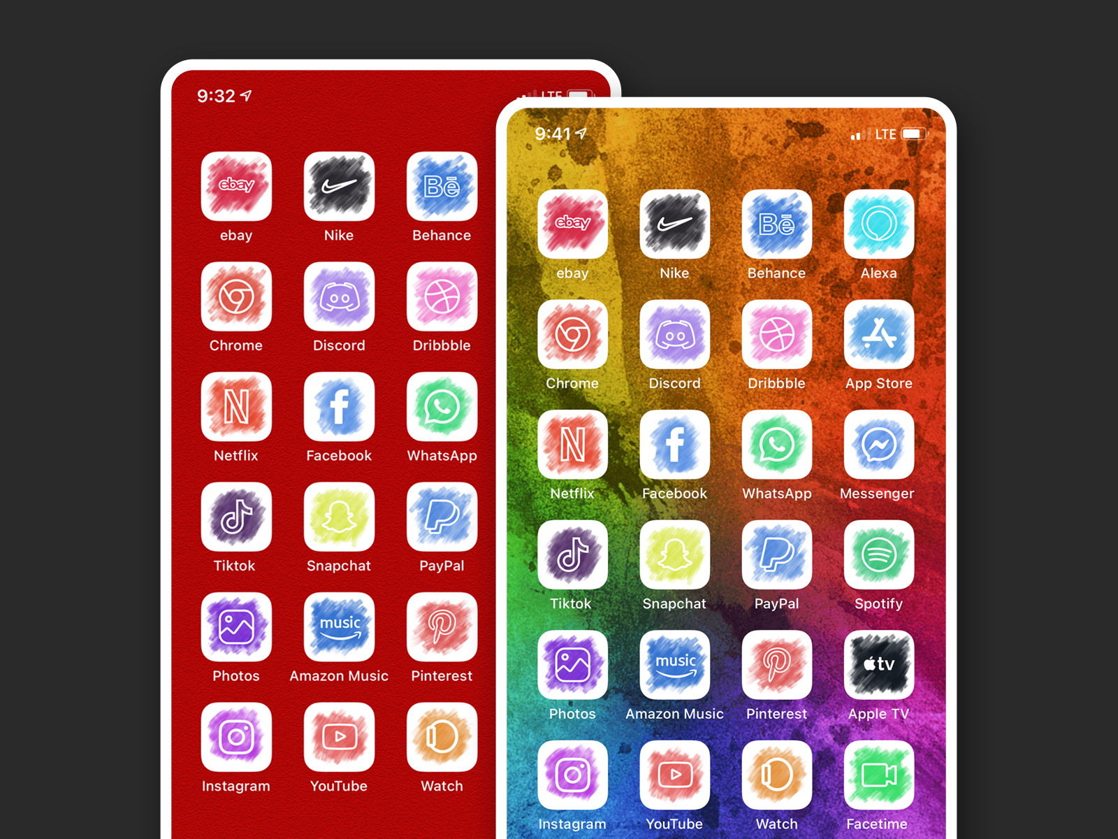 iOS 14 Hand-drawn Painted Background Icons by XScoder on Dribbble